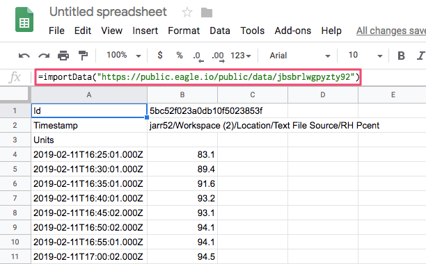 Processing externally using Google Sheets – eagle.io help center